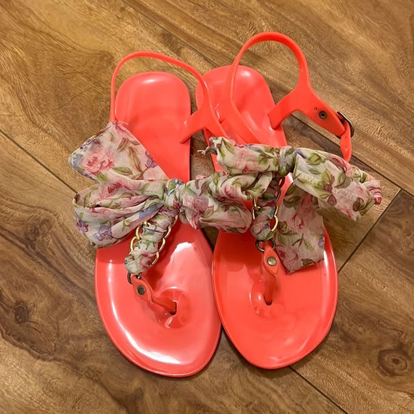 Shoes | Neon Pink Rubber Sandals | Poshmark